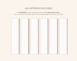 12 Subject Digital Notebooks | Portrait | 6 Soft Colors 9800503755035